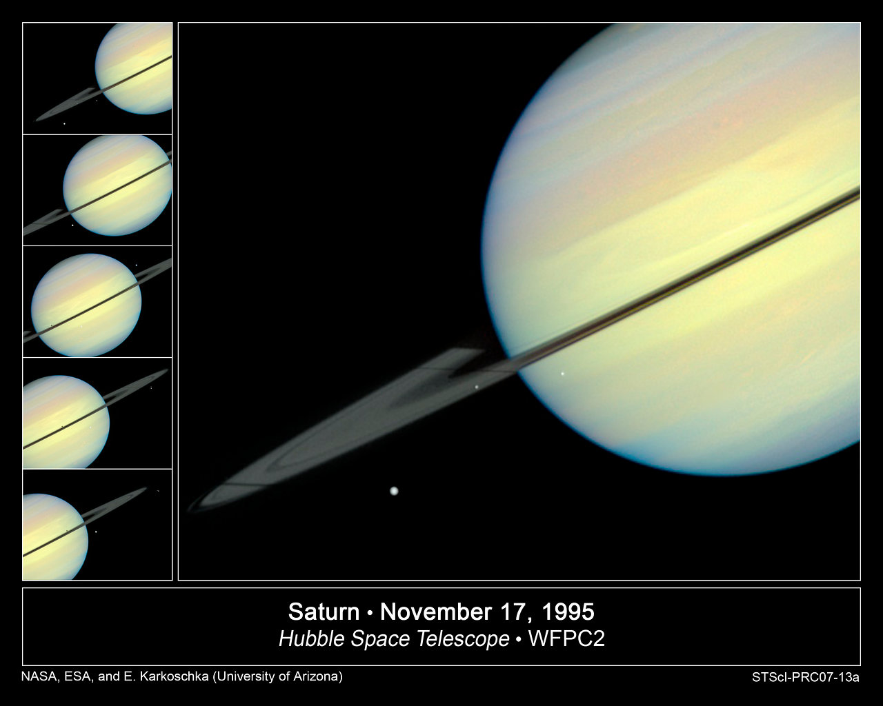 Hubble Sees Moons Racing Across Saturn | ESA/Hubble